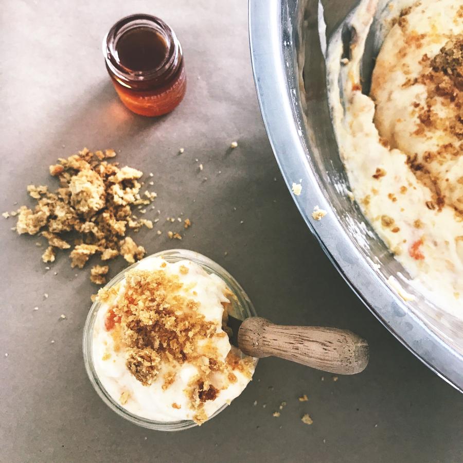Roast Apricot Fool with Honey Oat Crumbs | Slo-recipe | Slowood