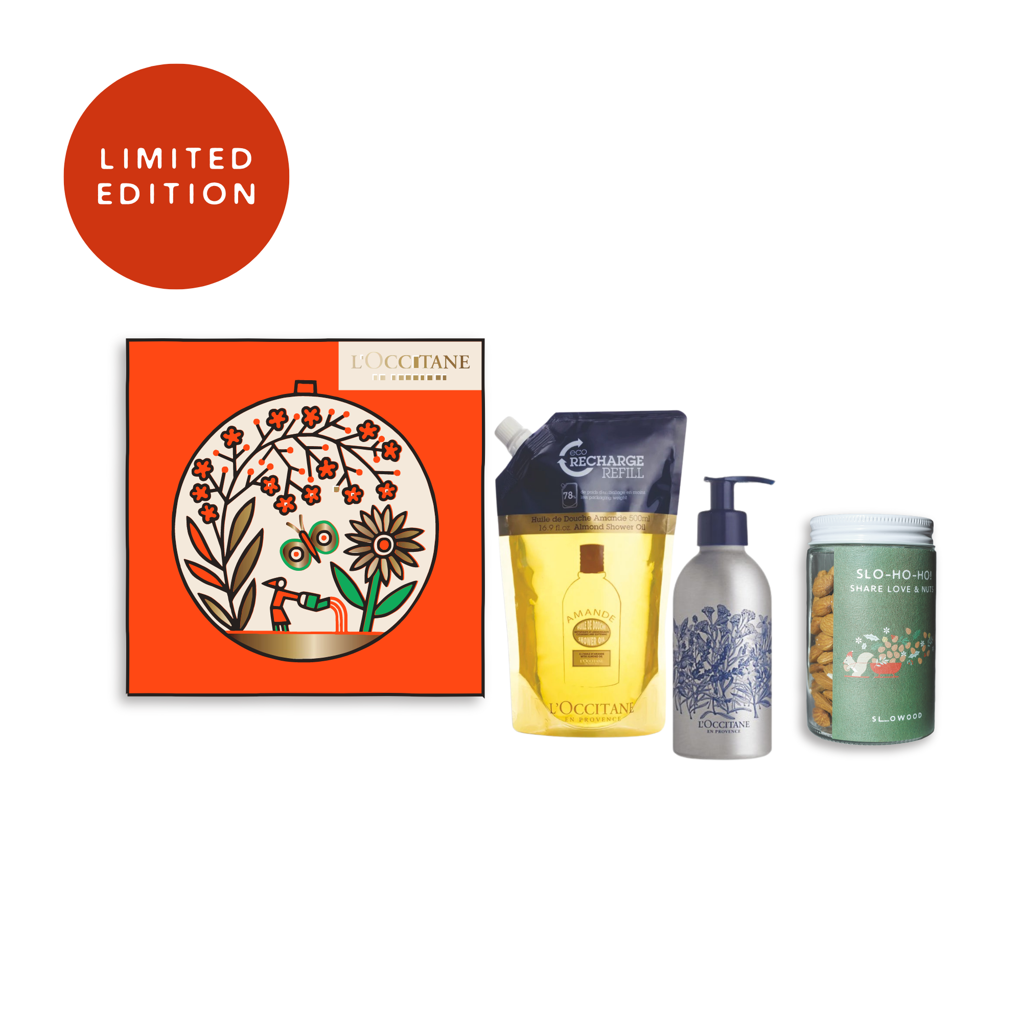 Almond Shower Oil Refill + Organic Nut Gift Set – Slowood